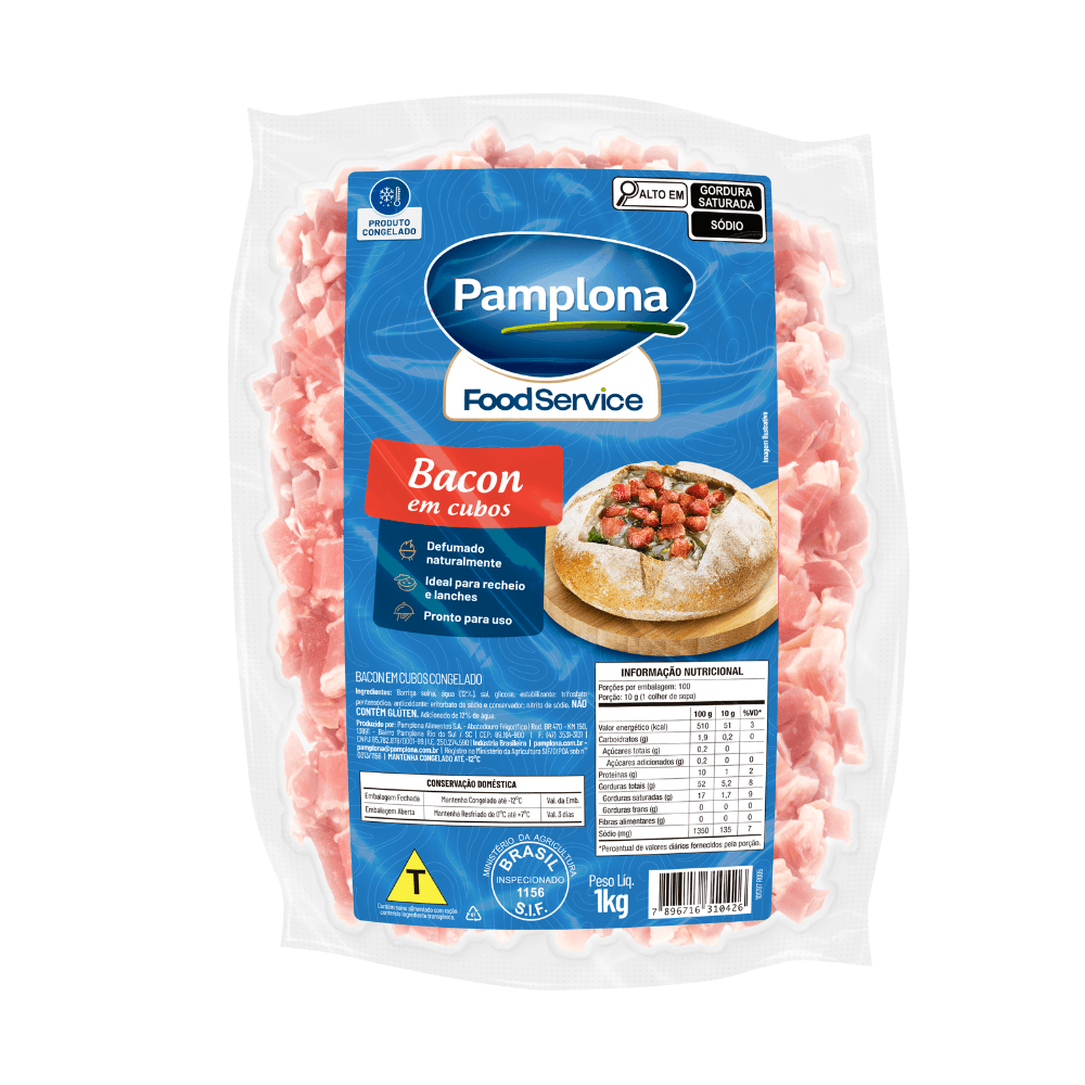 Bacon em Cubos Congelado Pamplona – 1kg - Pamplonab2b